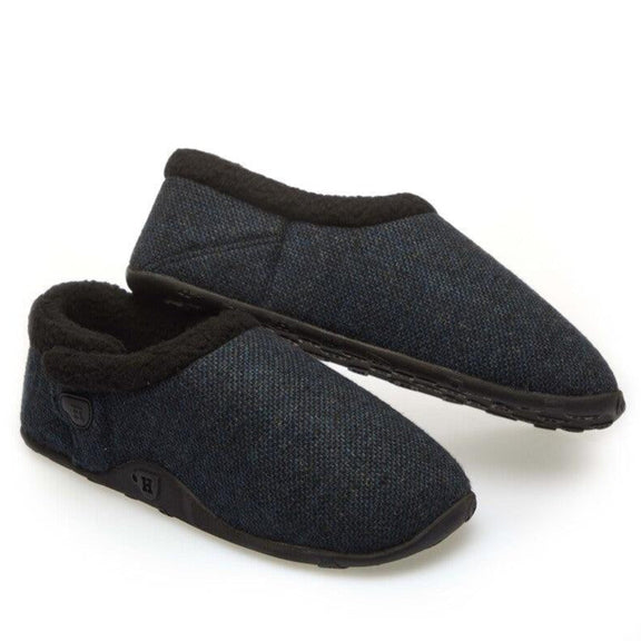 Tony - Dark Blue Tweed Men's Slippers – Homeys