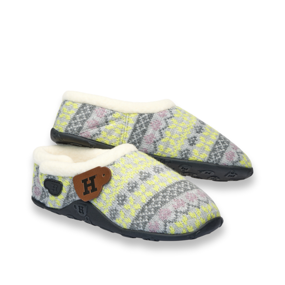 Ellen - Grey/Lime Nordic Women's Slippers – Homeys